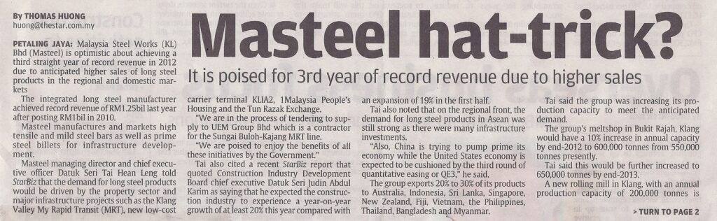 Masteel hat-trick? – Malaysia Steel Works